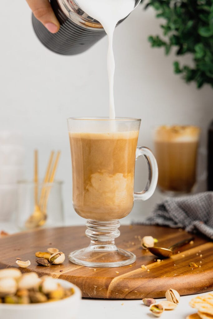 Pistachio Latte with Browned Butter Cookie Topping | Midwest Nice