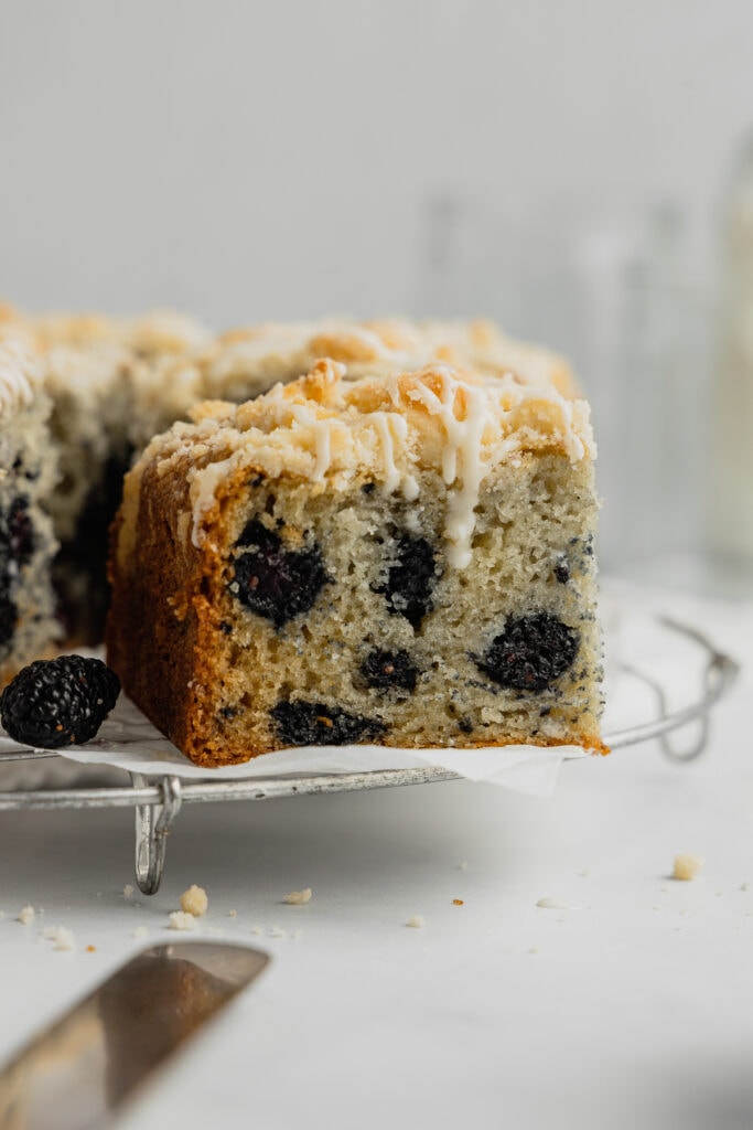 Mulberry Crumb Cake with Vanilla Glaze - Midwest Nice