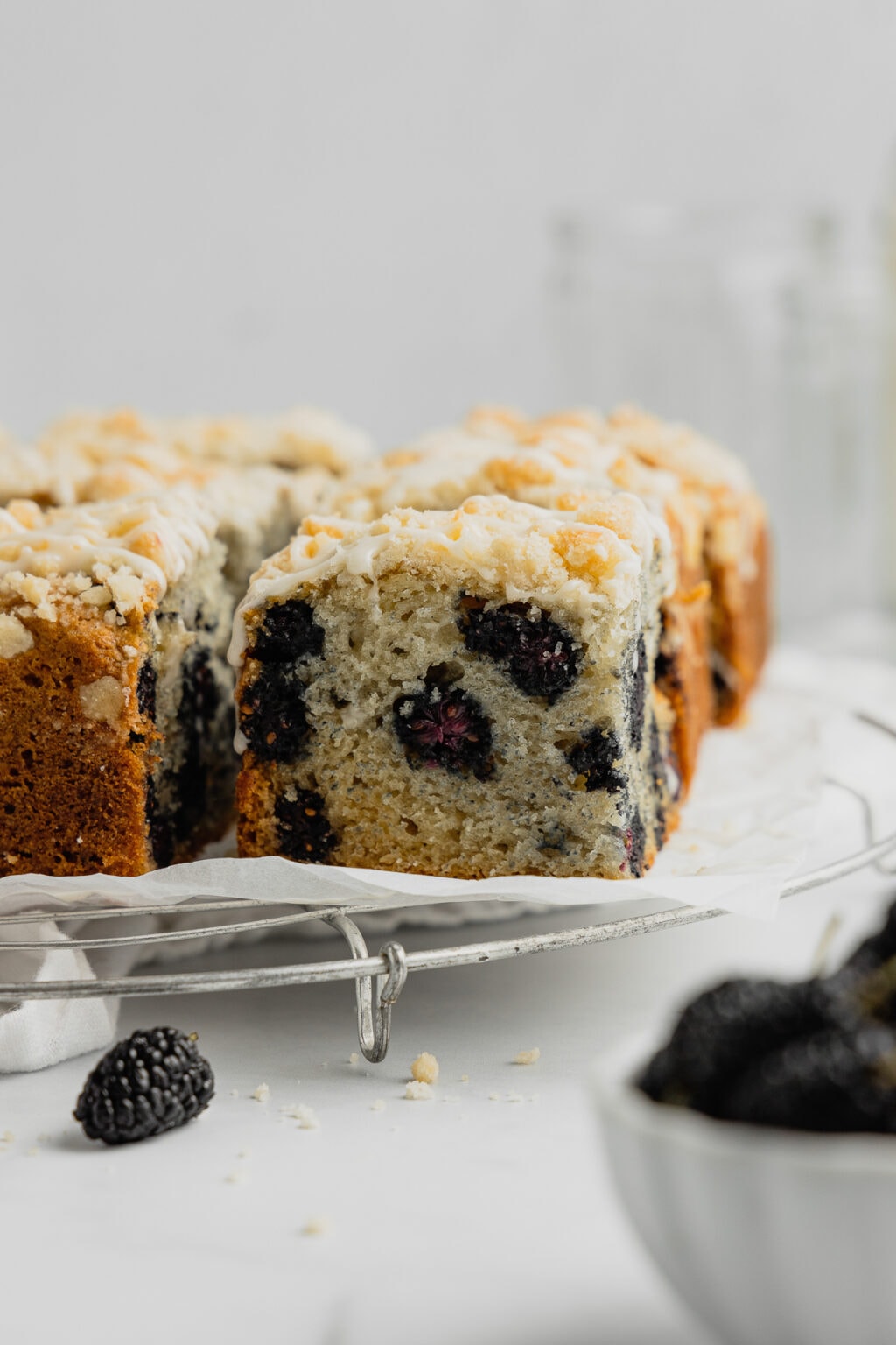 Mulberry Crumb Cake with Vanilla Glaze - Midwest Nice