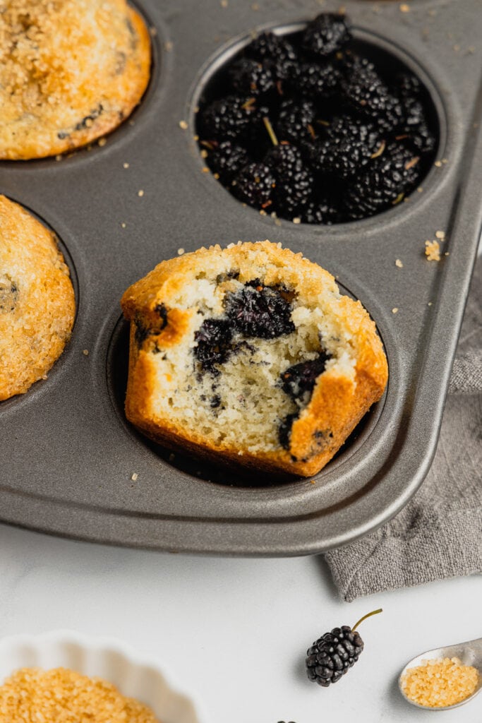 Bakery Style Mulberry Muffin Recipe (Tall & Tender!) - Midwest Nice