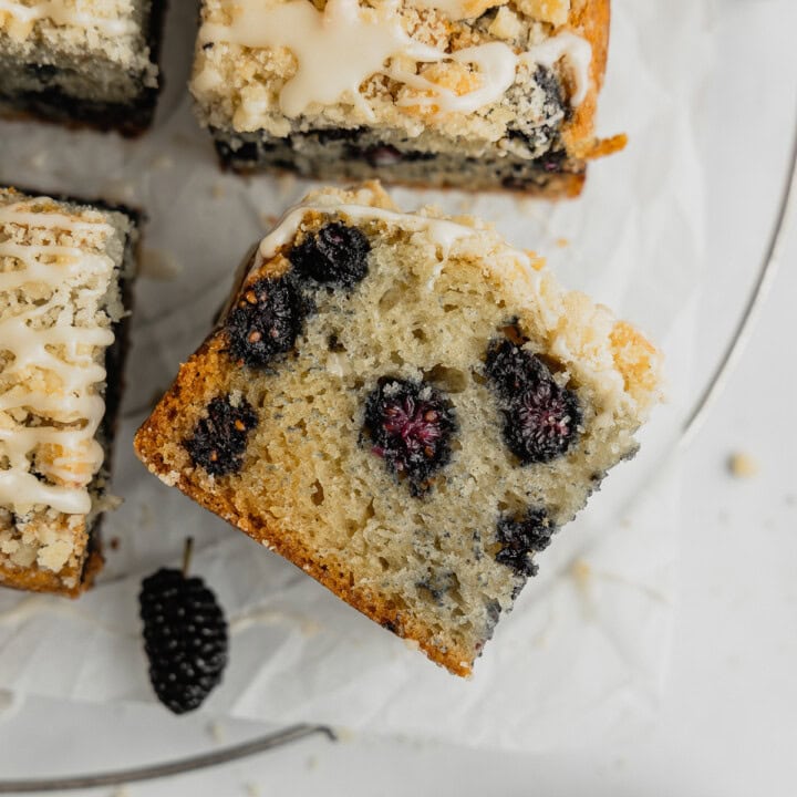 Mulberry Crumb Cake with Vanilla Glaze - Midwest Nice