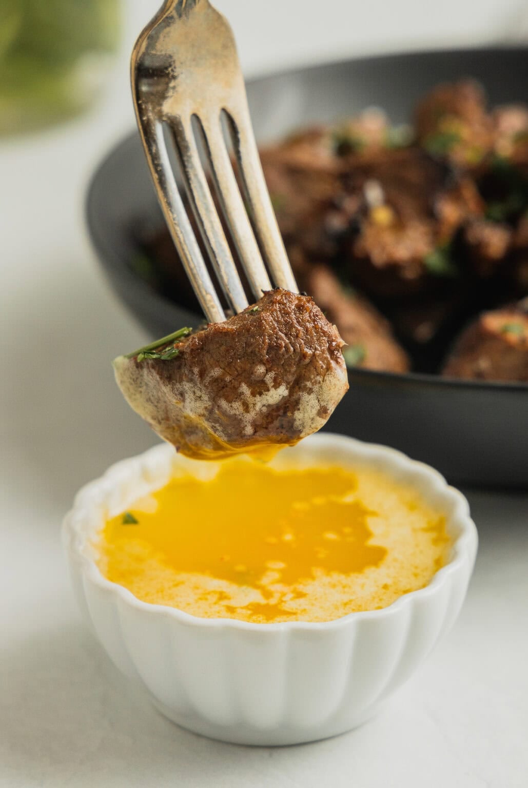Air Fryer Venison Steak Bites with Garlicky Butter - Midwest Nice